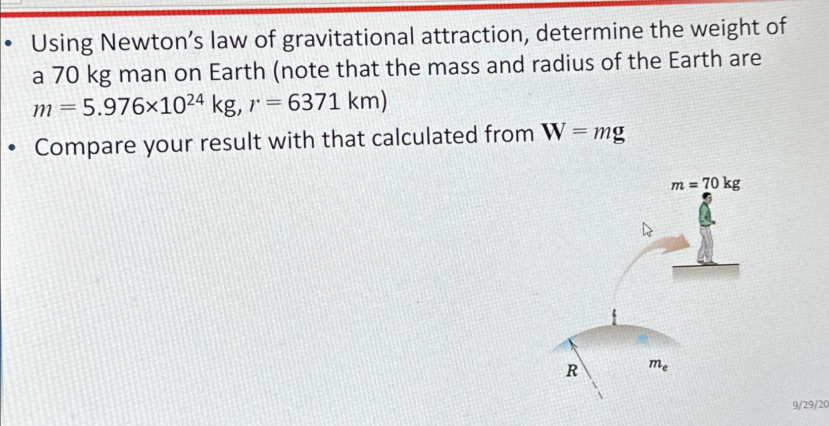 Solved Using Newton's law of gravitational attraction, | Chegg.com