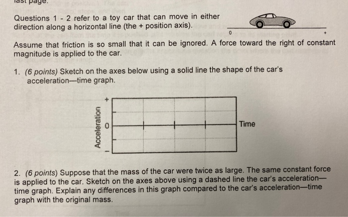 Solved page. Questions 1 2 refer to a toy car that can move | Chegg.com