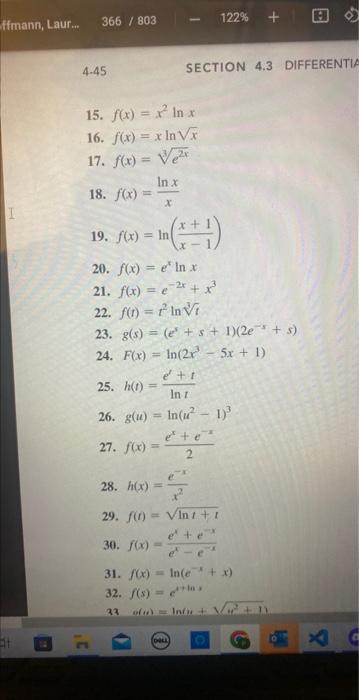 Solved 15. f(x)=x2lnx 16. f(x)=xlnx 17. f(x)=3e2x 18. | Chegg.com