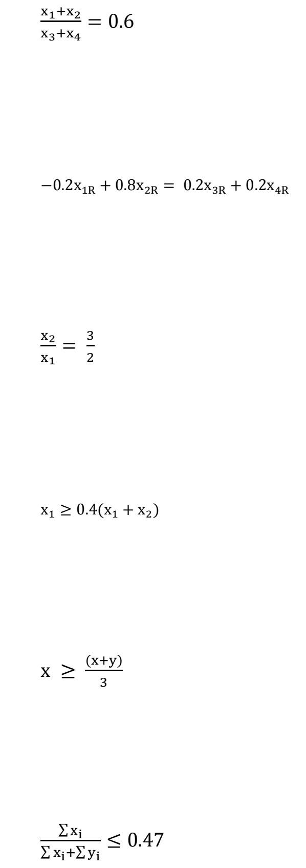 Solved X1+X2 = 0.6 X3+X4 -0.2x1R + 0.8x2R = 0.2x3R + 0.2x4R | Chegg.com