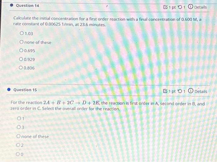 Solved Calculate The Initial Concentration For A First Order