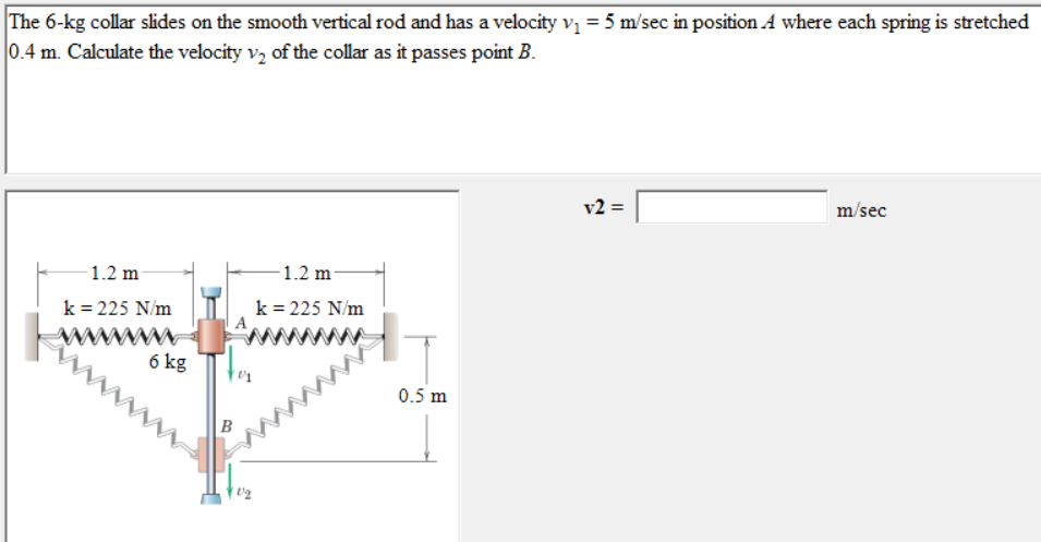 Solved The 6-kg ﻿collar slides on ﻿the smooth vertical rod | Chegg.com