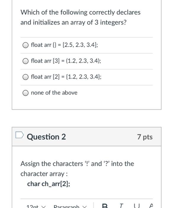 Solved Which of the following correctly declares and | Chegg.com