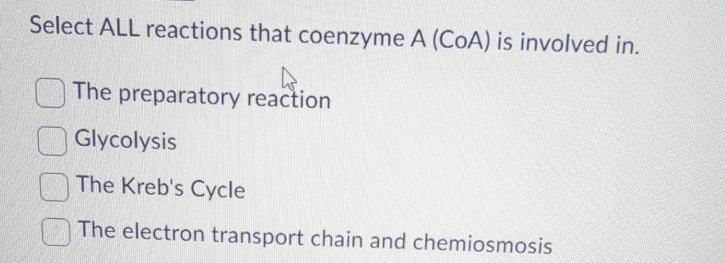 Solved Select ALL reactions that coenzyme A(CoA) ﻿is | Chegg.com