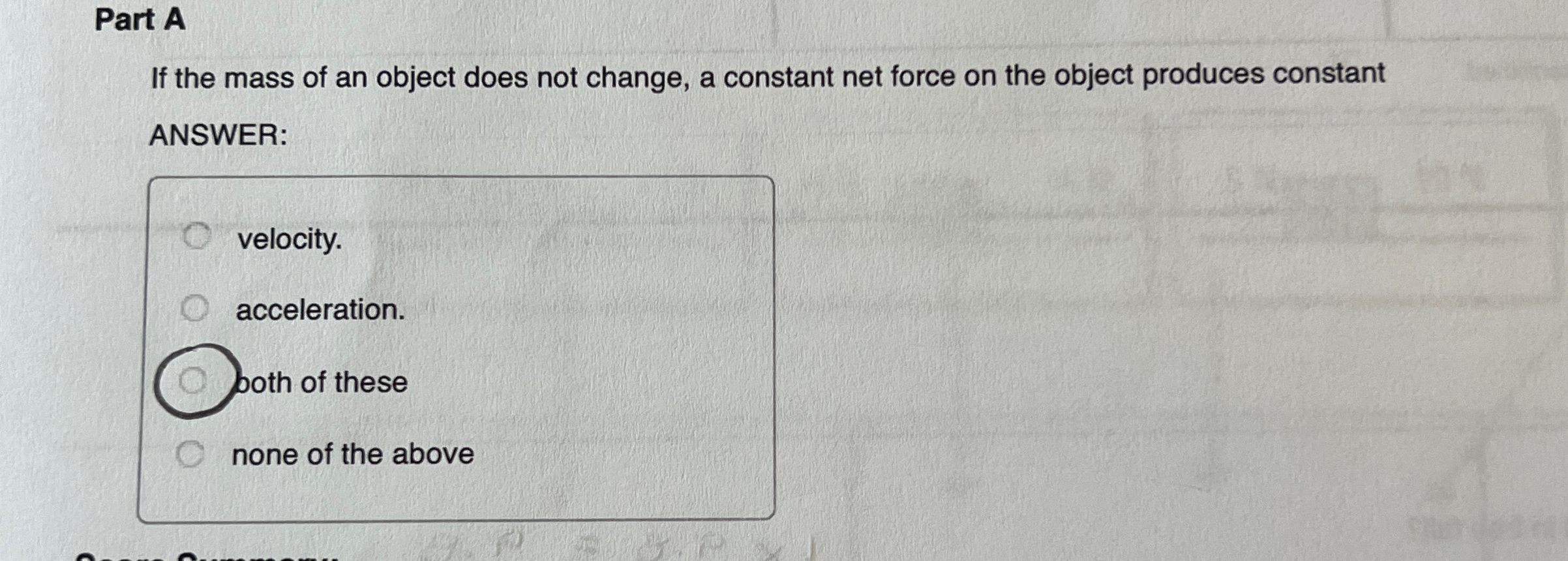 Solved Part AIf the mass of an object does not change, a | Chegg.com