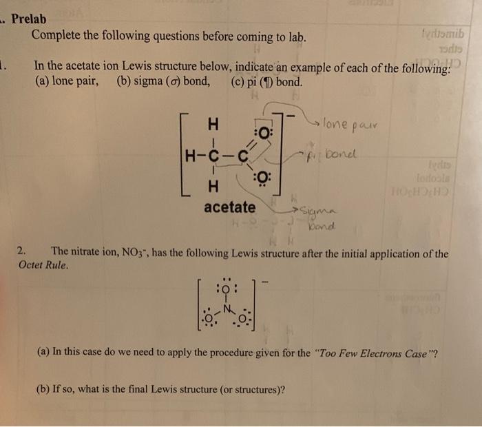 Solved Prelab Complete the following questions before coming | Chegg.com