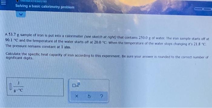 Solved OCEMISTRY = Solving a basic calorimetry problem A | Chegg.com