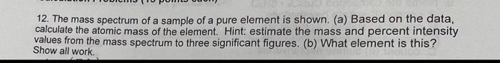 Solved 12. The mass spectrum of a sample of a pure element | Chegg.com