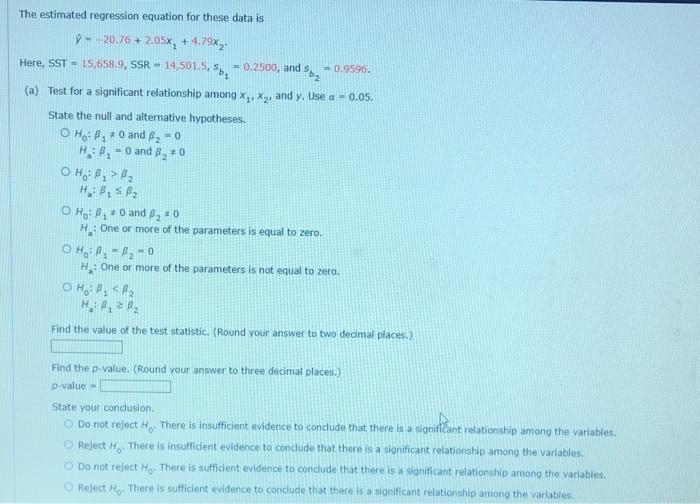 Solved Consider the following data for a dependent variable | Chegg.com