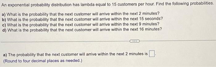Solved An exponential probability distribution has lambda | Chegg.com