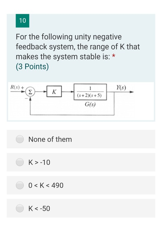 Solved 10 For the following unity negative feedback system, | Chegg.com
