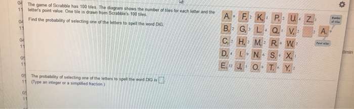 Solved 04 The game of Scrabble has 100 es. The diagram shows | Chegg.com
