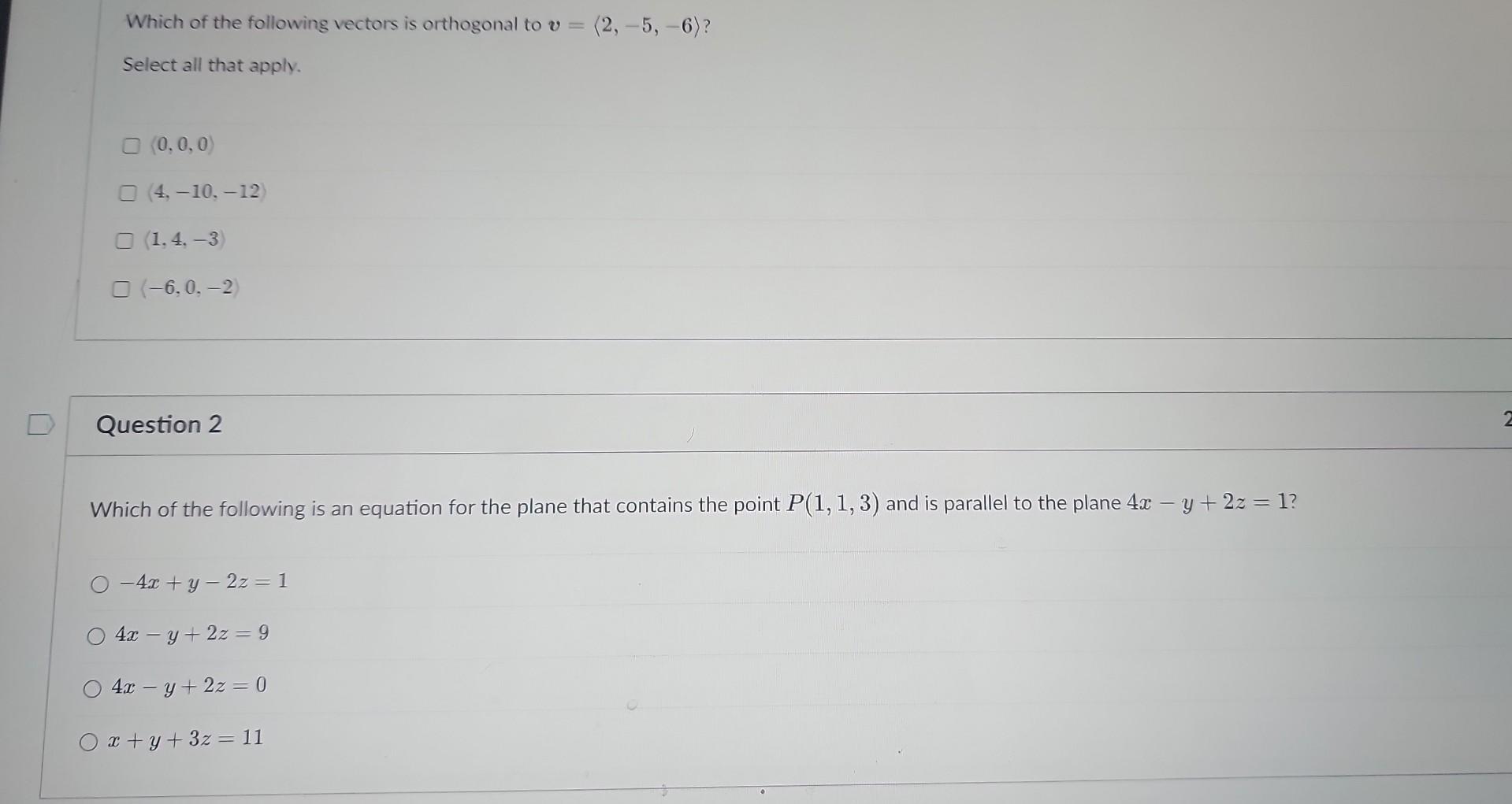 Solved Which of the following vectors is orthogonal to | Chegg.com