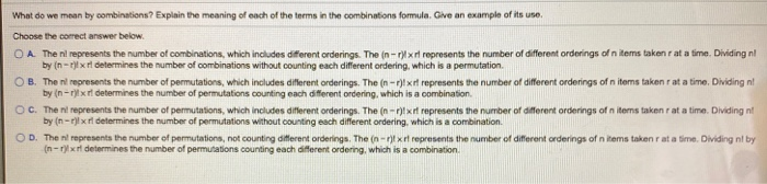 Solved What do we mean by combinations? Explain the meaning | Chegg.com