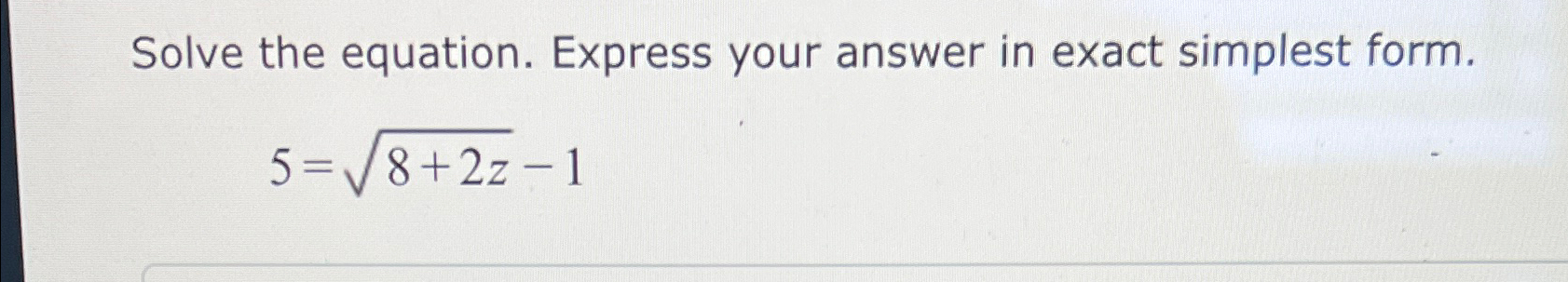 Solved Solve the equation. Express your answer in exact | Chegg.com