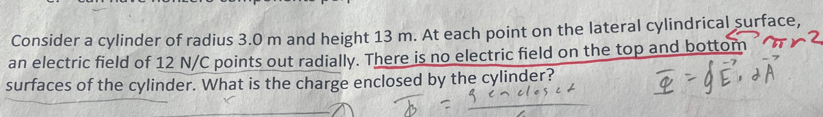Solved Consider a cylinder of radius 3.0m ﻿and height 13m. | Chegg.com