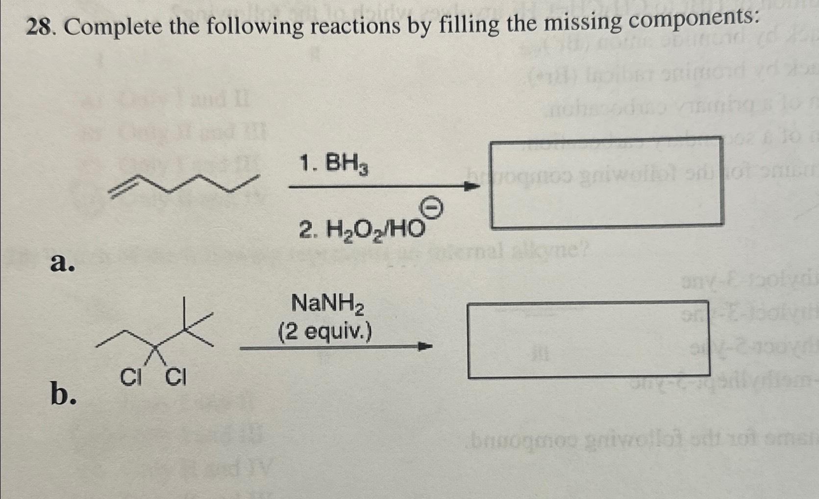 Solved Complete the following reactions by filling the | Chegg.com