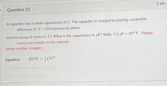Solved A capacitor has a small capacitance of C. The | Chegg.com