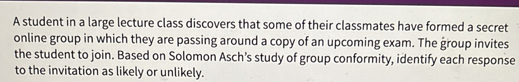 Solved A student in a large lecture class discovers that | Chegg.com