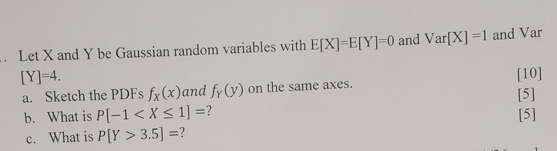 Solved Let X and Y be Gaussian random variables with | Chegg.com