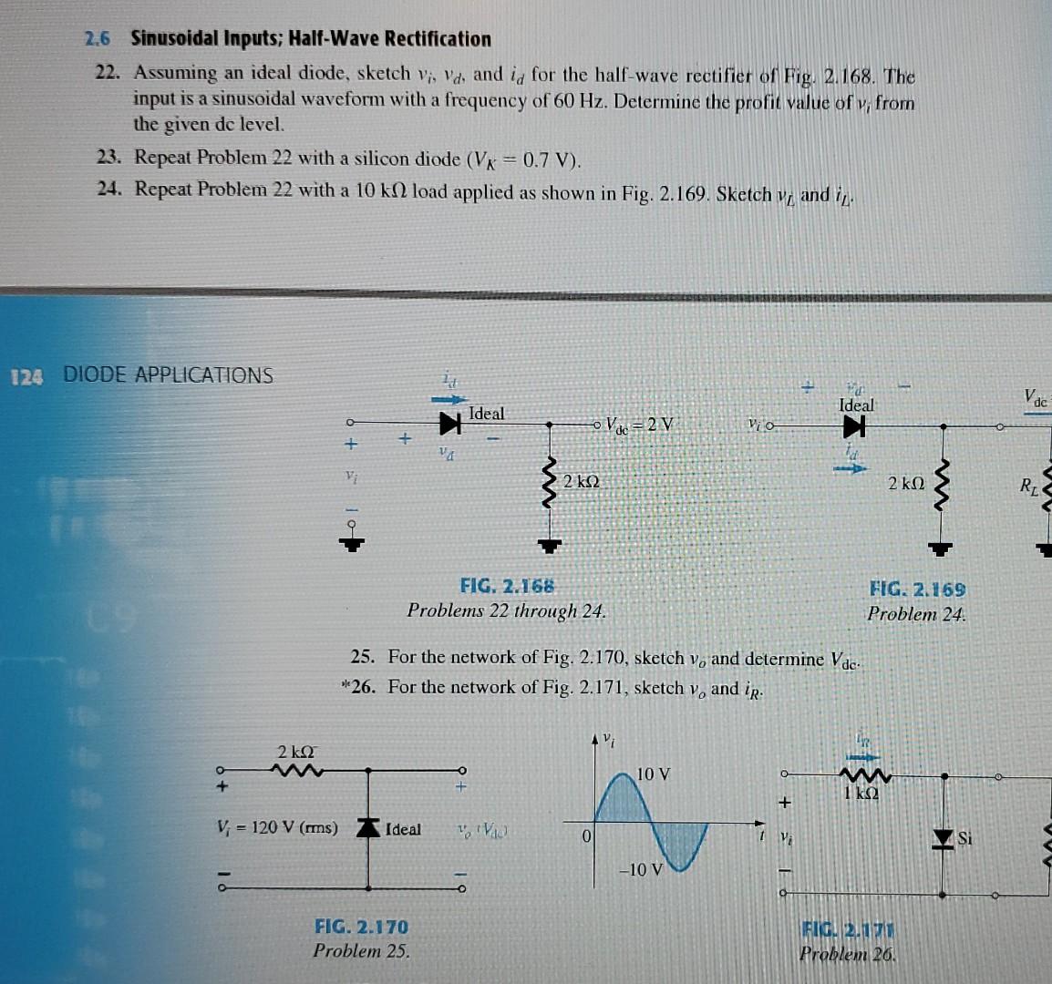 Solved 2.6 Sinusoidal Inputs; Half-Wave Rectification 22. | Chegg.com
