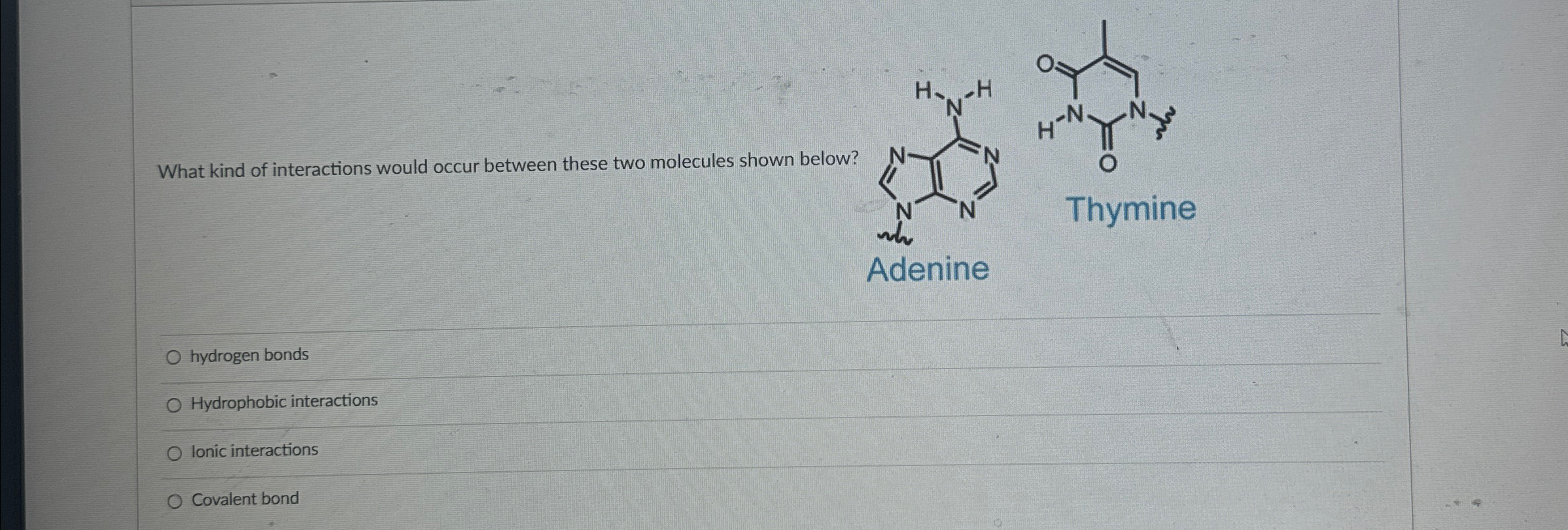 Solved What kind of interactions would occur between these | Chegg.com