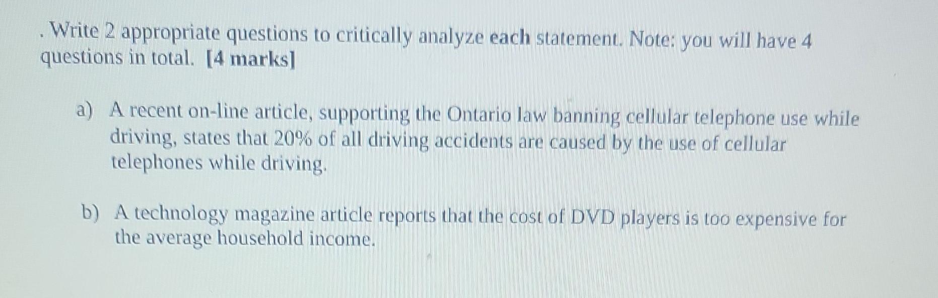 Solved College level grade 12 math can unit data managment | Chegg.com