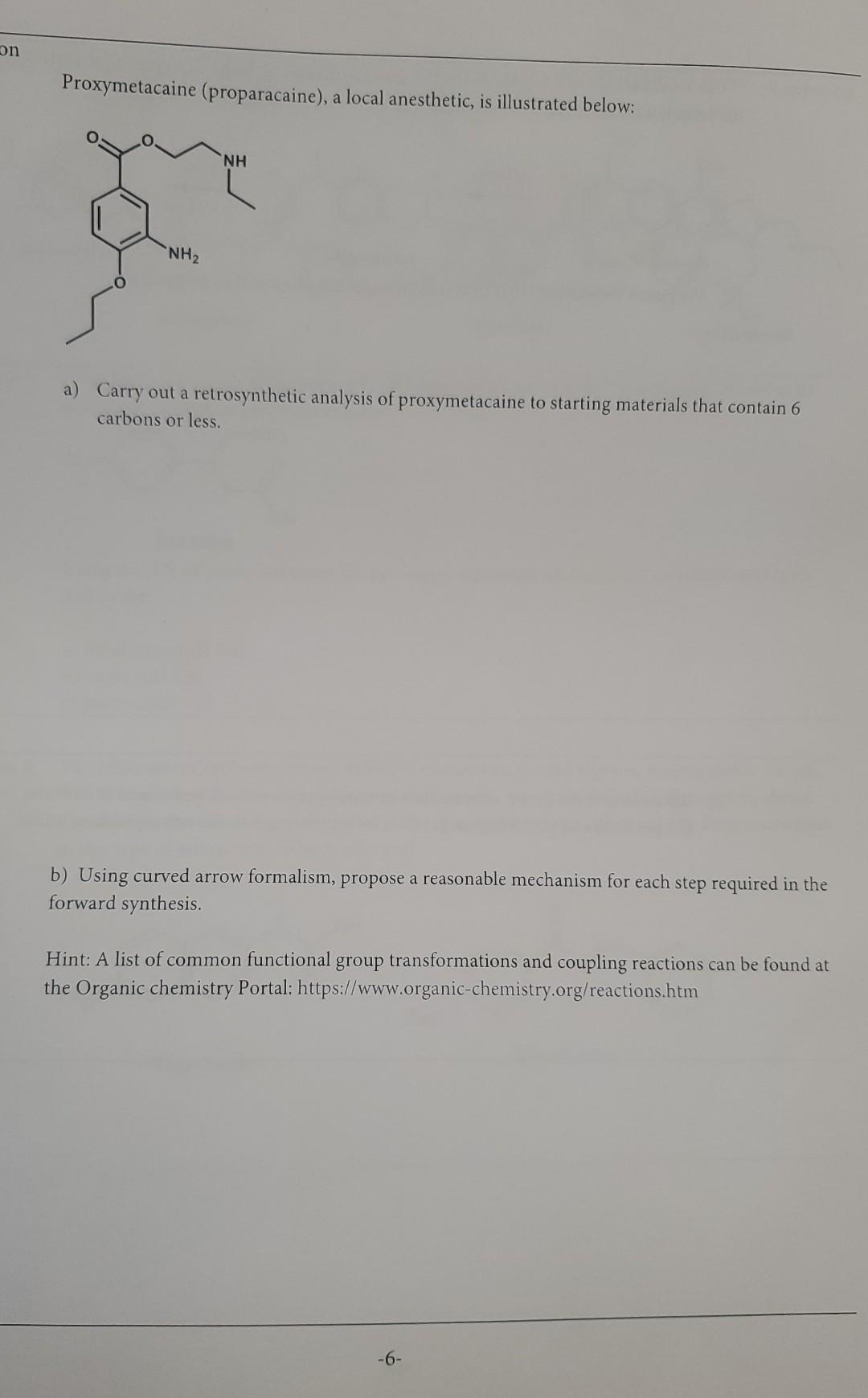 Solved Proxymetacaine (proparacaine), a local anesthetic, is | Chegg.com