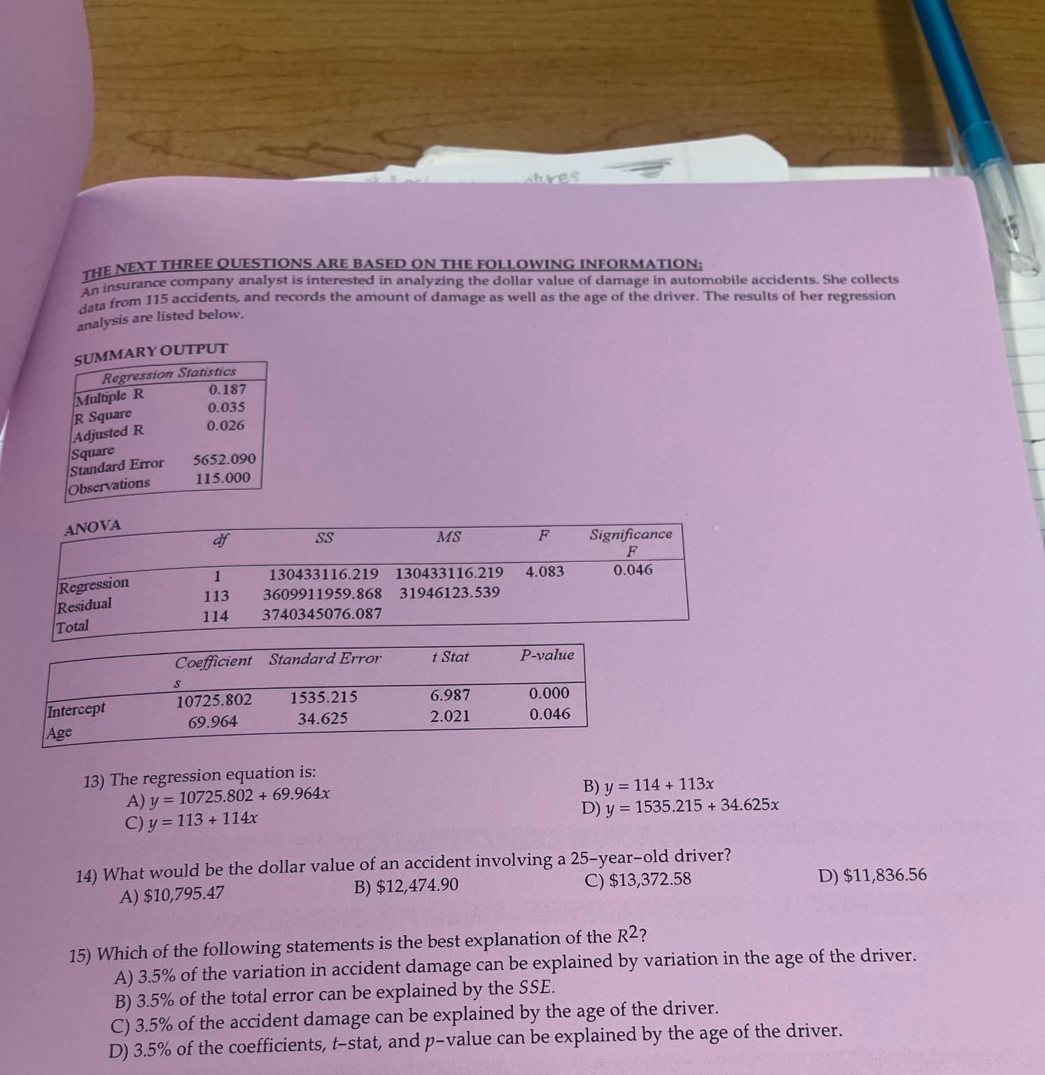Solved THE NEXT THREE OUESTIONS ARE BASED ON THE FOLLOWING | Chegg.com