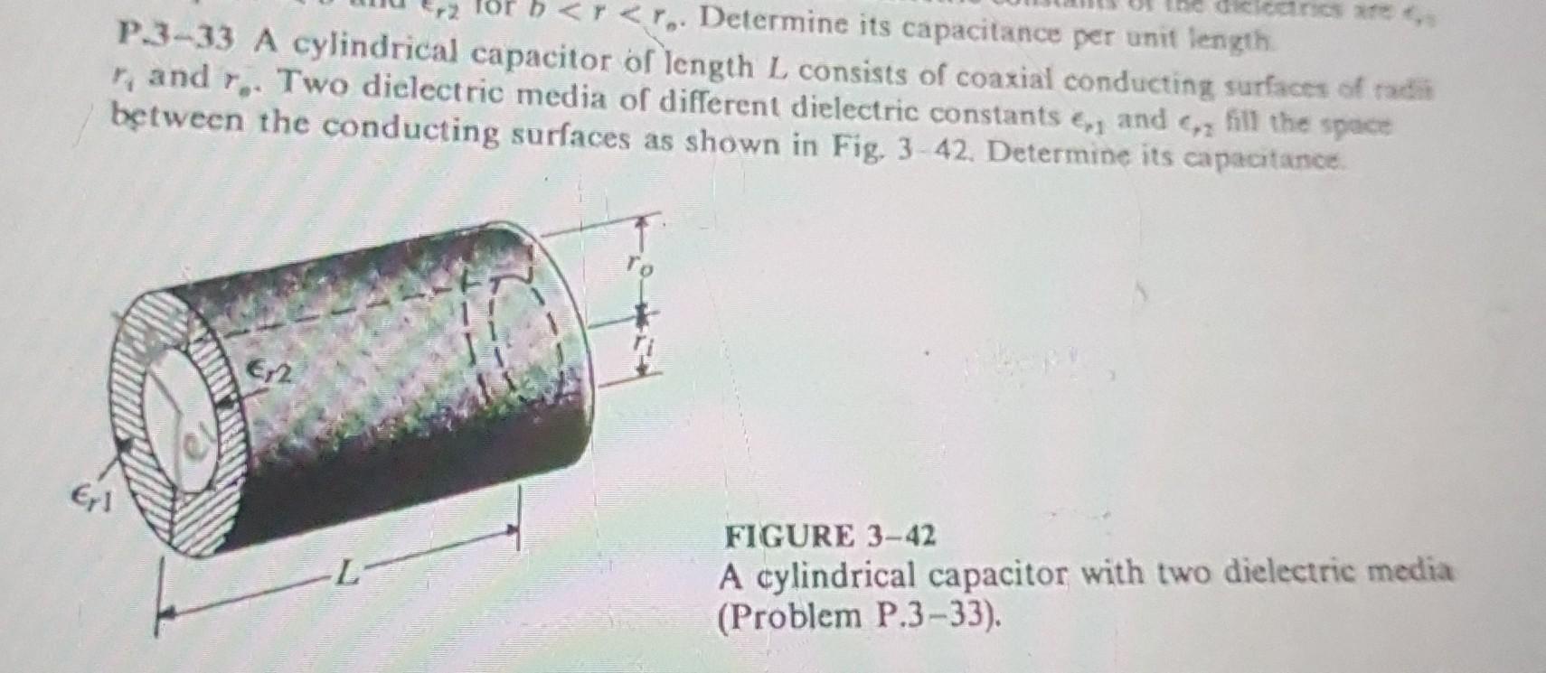 Solved P.3-33 A cylindrical capacitor of length L consists | Chegg.com