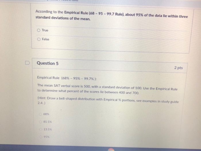 Solved According to the Empirical Rule (68 - 95 - 99.7 | Chegg.com Solved According to the Empirical Rule (68 - 95 - 99.7 | Chegg.com