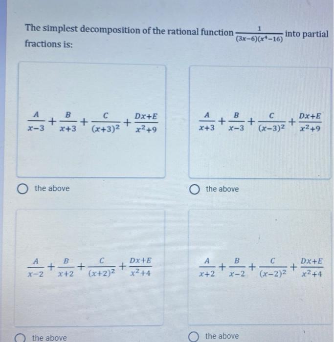 Solved 1 The simplest decomposition of the rational function | Chegg.com