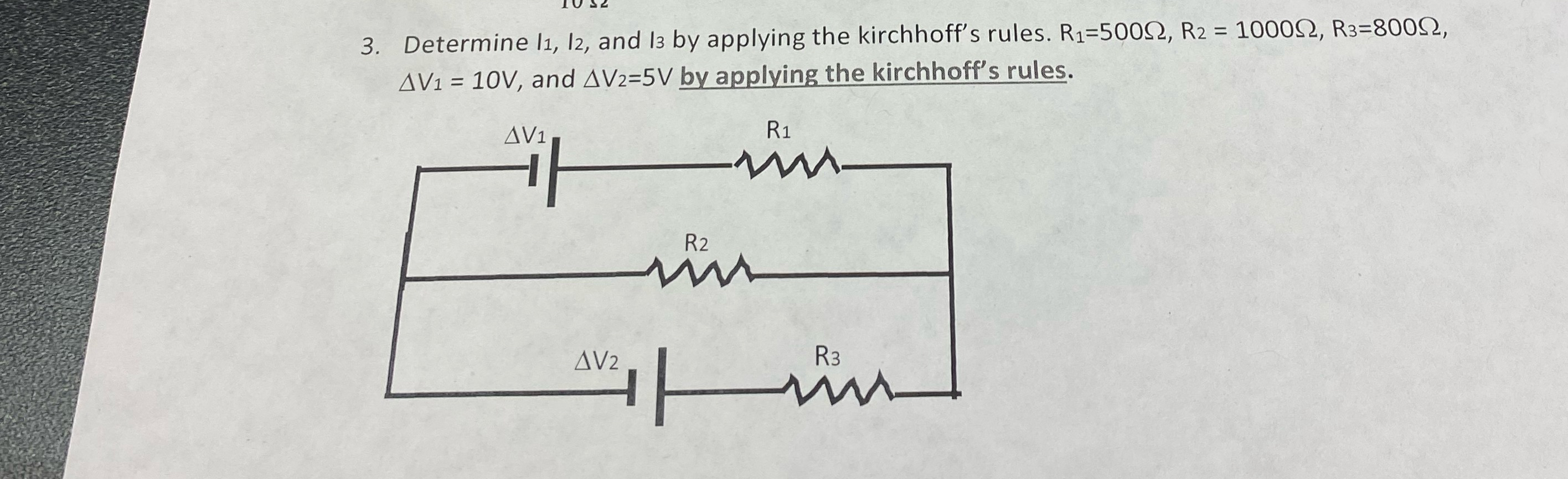 Solved Determine I1,I2, ﻿and I3 ﻿by applying the kirchhoff's | Chegg.com