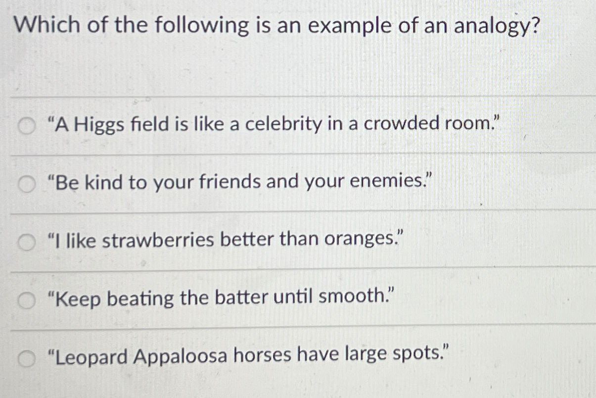 Solved Which of the following is an example of an analogy?"A | Chegg.com