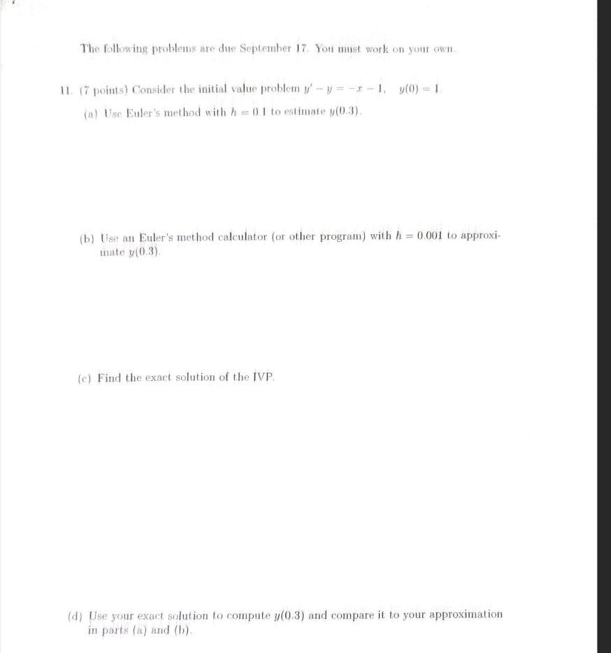 Solved The following problems are due September 17. ﻿You | Chegg.com