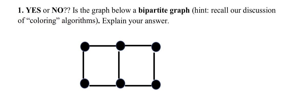 Solved YES or NO?? ﻿Is the graph below a bipartite graph | Chegg.com