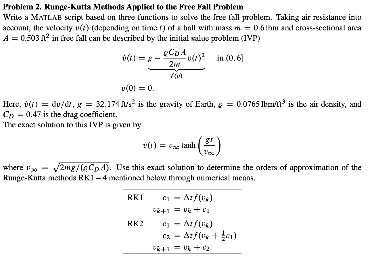Problem 2. ﻿Runge Problem 2. ﻿Runge-Kutta Methods | Chegg.com