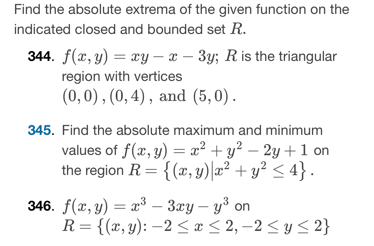 Solved Find the absolute extrema of the given function on | Chegg.com