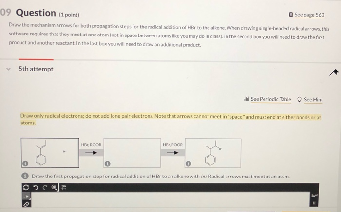 Solved 09 Question (1 point) @ See page 560 Draw the | Chegg.com
