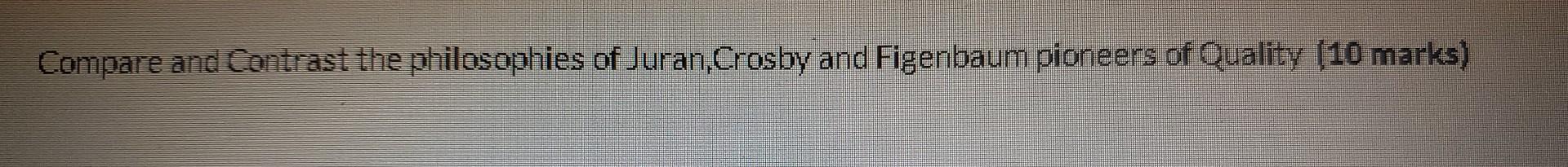 Solved Compare and Contrast the philosophies of Juran,Crosby | Chegg.com