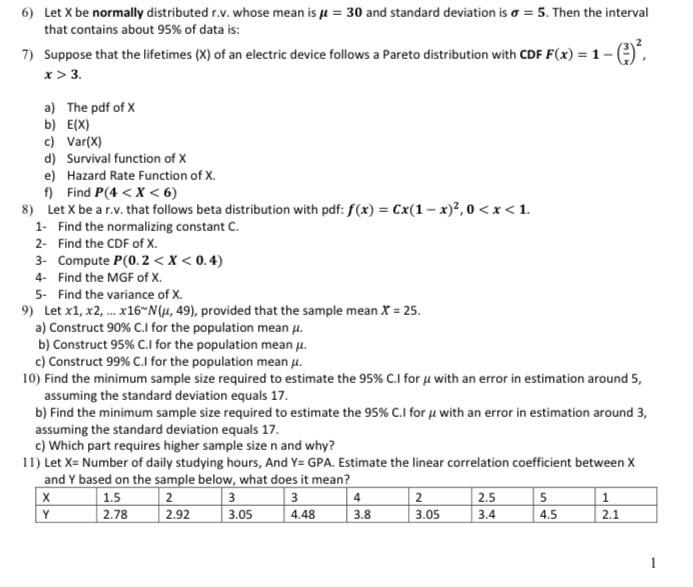 Solved 6) Let X be normally distributed r.v. whose mean is | Chegg.com