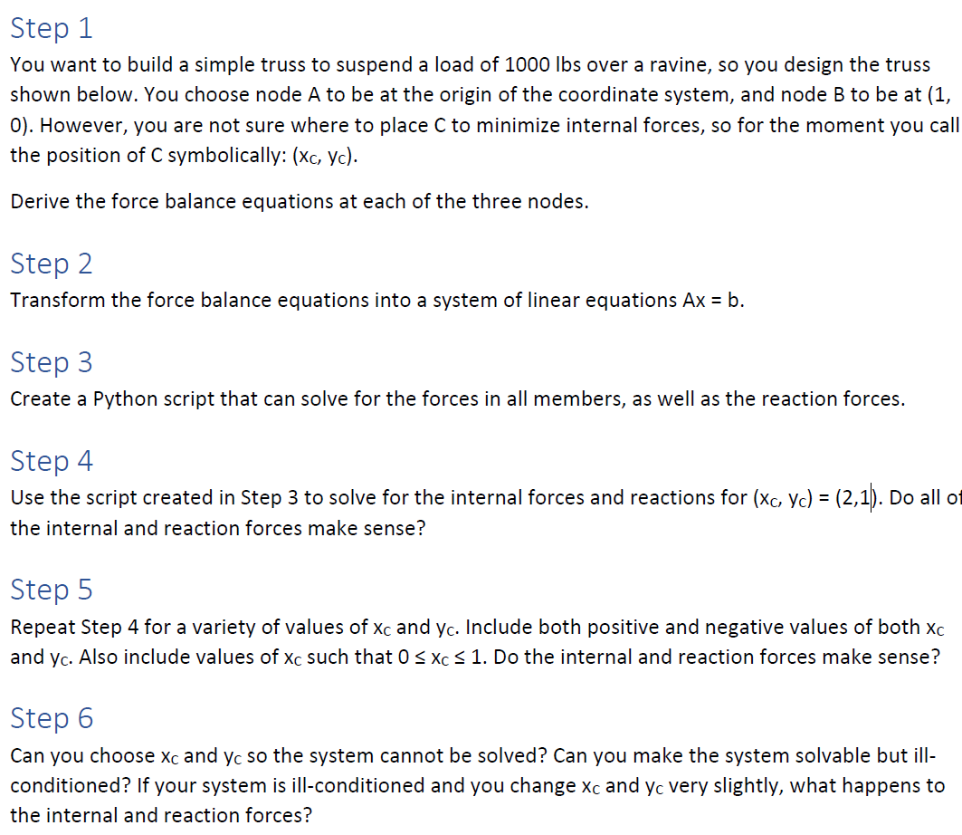Step 1You want to build a simple truss to suspend a | Chegg.com