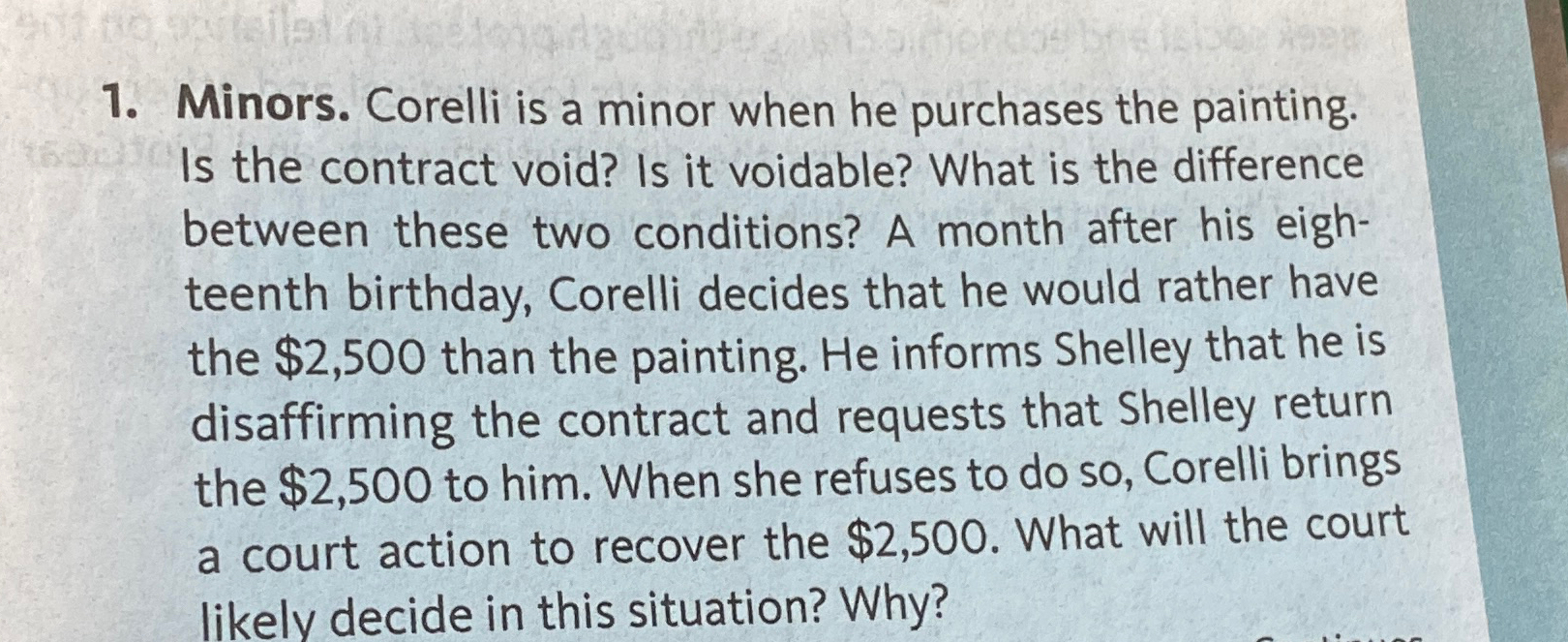 Solved Minors. Corelli is a minor when he purchases the | Chegg.com