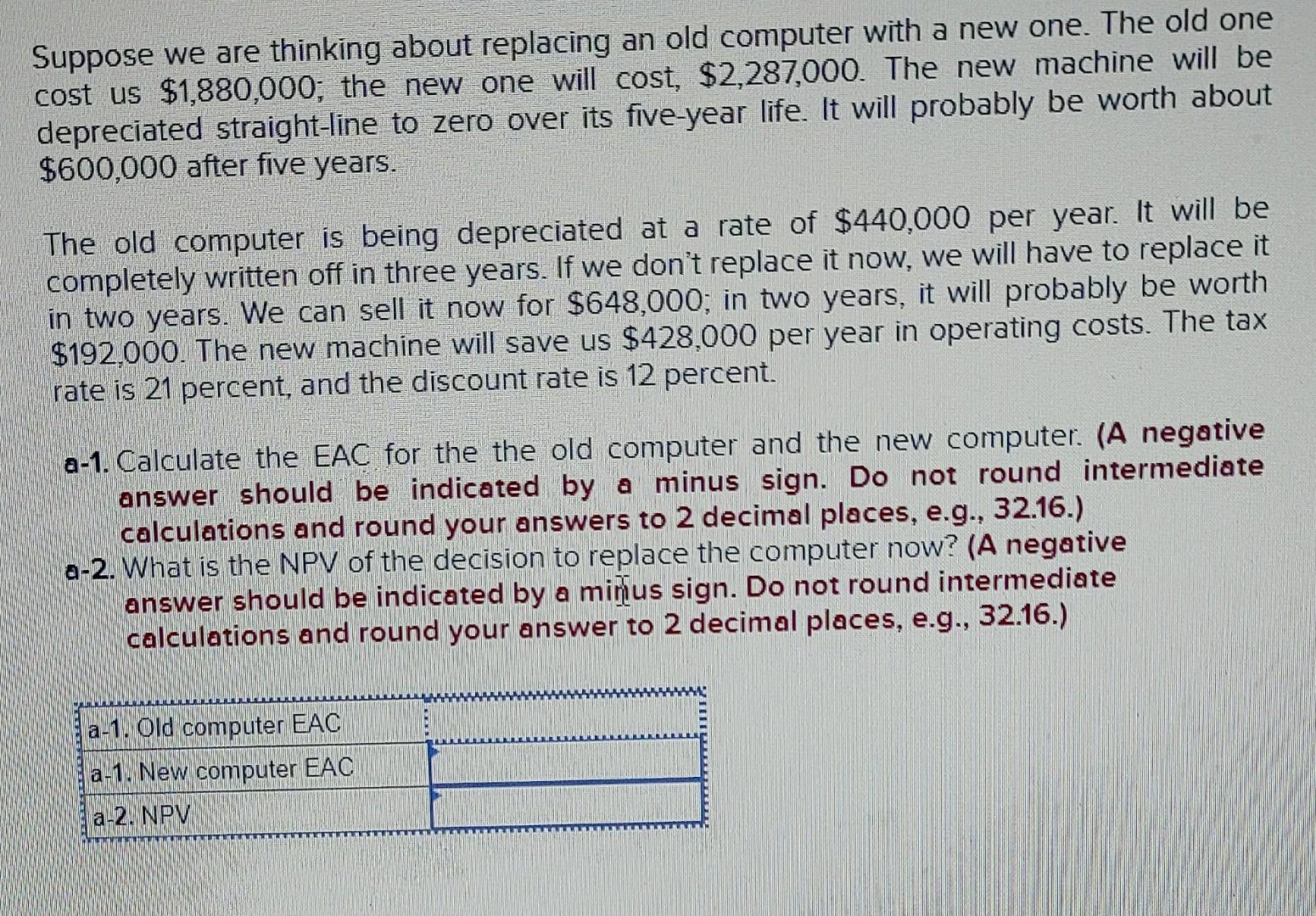 Solved Suppose we are thinking about replacing an old | Chegg.com