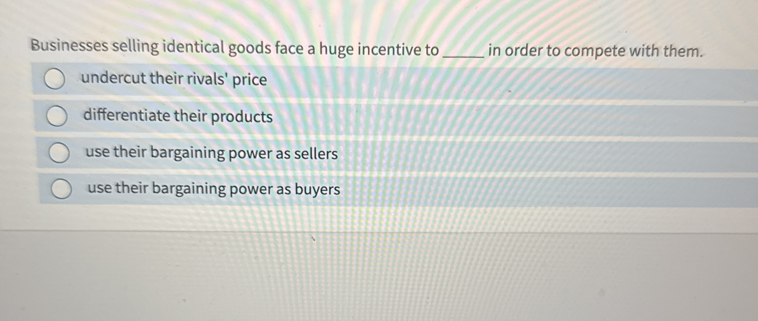 Solved Businesses selling identical goods face a huge | Chegg.com