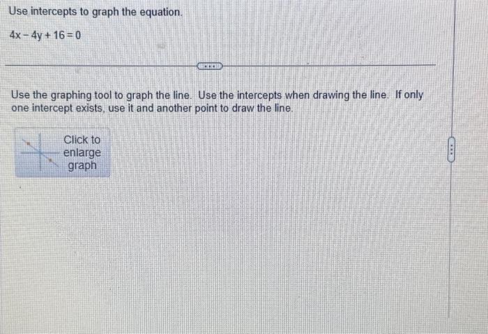 Solved Use intercepts to graph the equation. 4x-4y+16=0 Use | Chegg.com