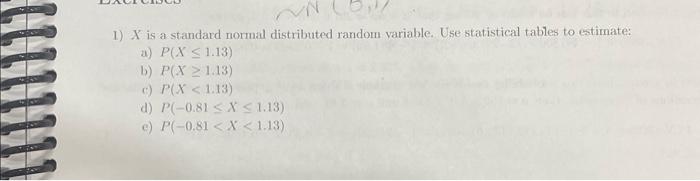 Solved I) X is a standard normal distributed random | Chegg.com