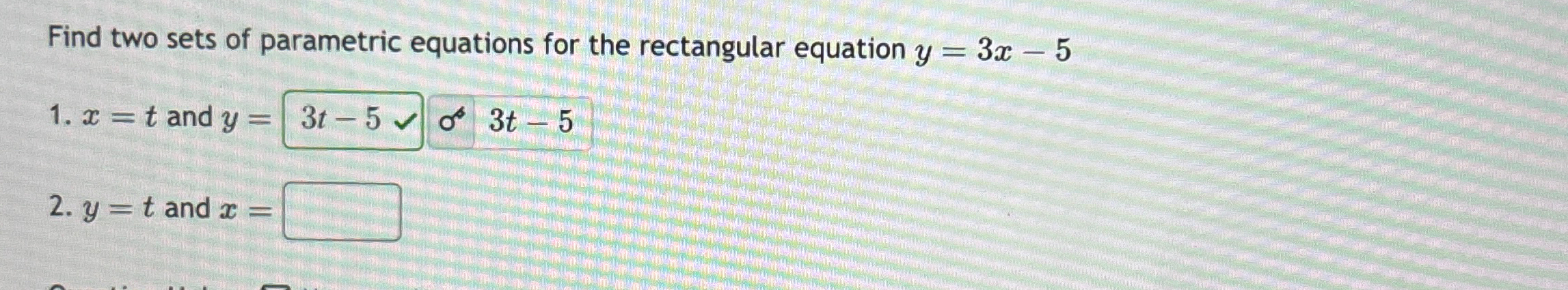 Solved Find two sets of parametric equations for the | Chegg.com