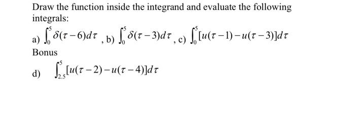 Solved Draw the function inside the integrand and evaluate | Chegg.com