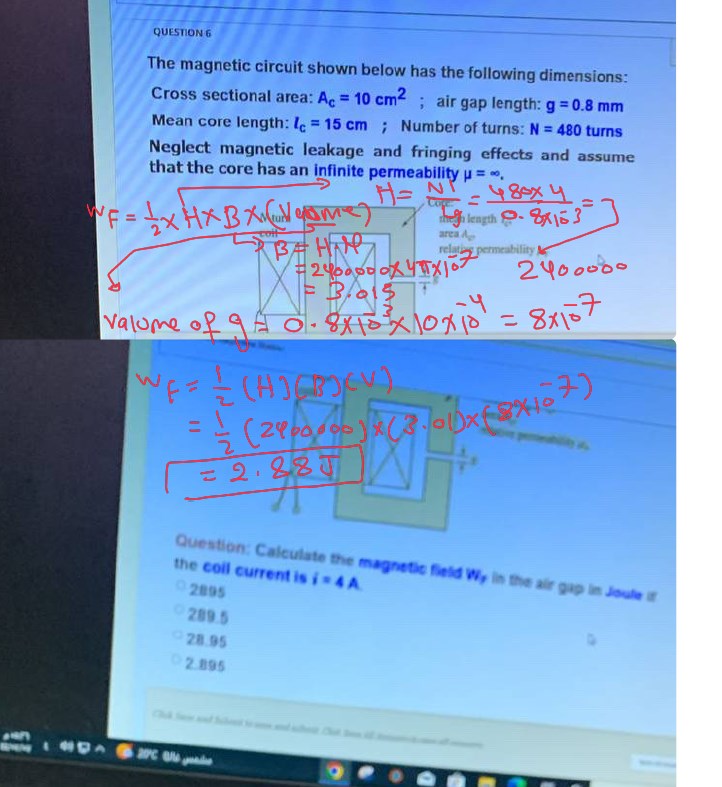 Solved The magnetic circuit shown below has the following | Chegg.com